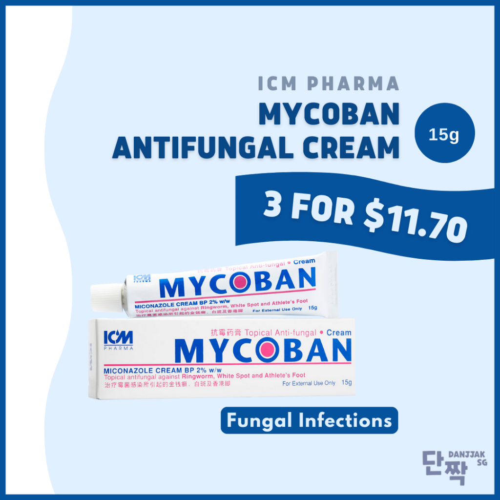ICM Pharma Mycoban Topical Antifungal Cream 15g (Against Ringworm ...