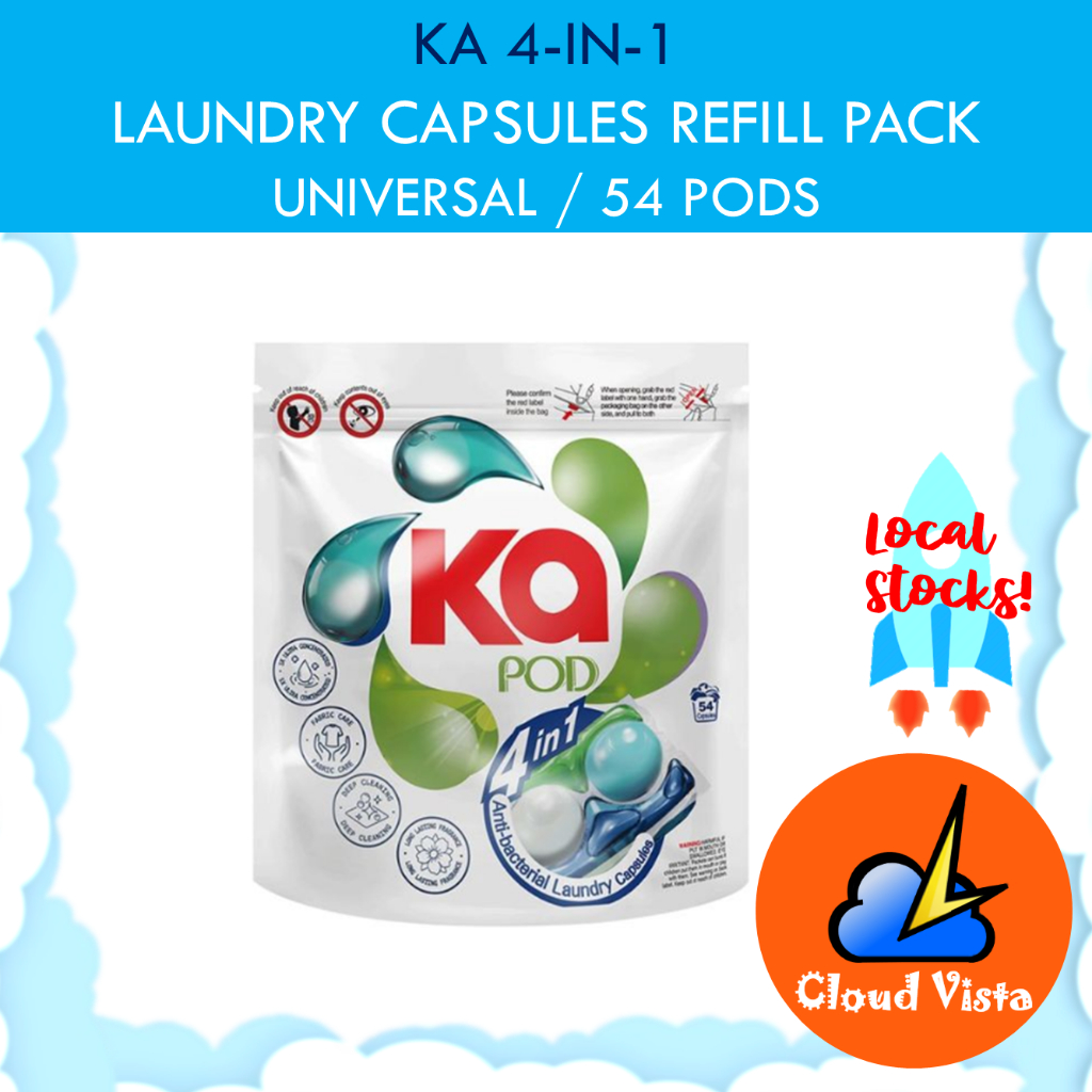 Ka 4in1 Antibacterial Laundry Capsule Refill Pack Detergent 54 Capsules ...