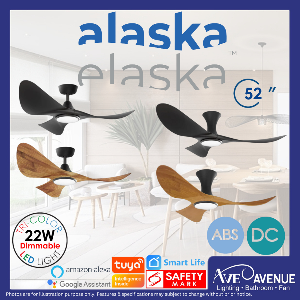 ALASKA Cura / Curah Smart DC Motor 52 Inch 3 Blade Ceiling Fan w/ 3 ...