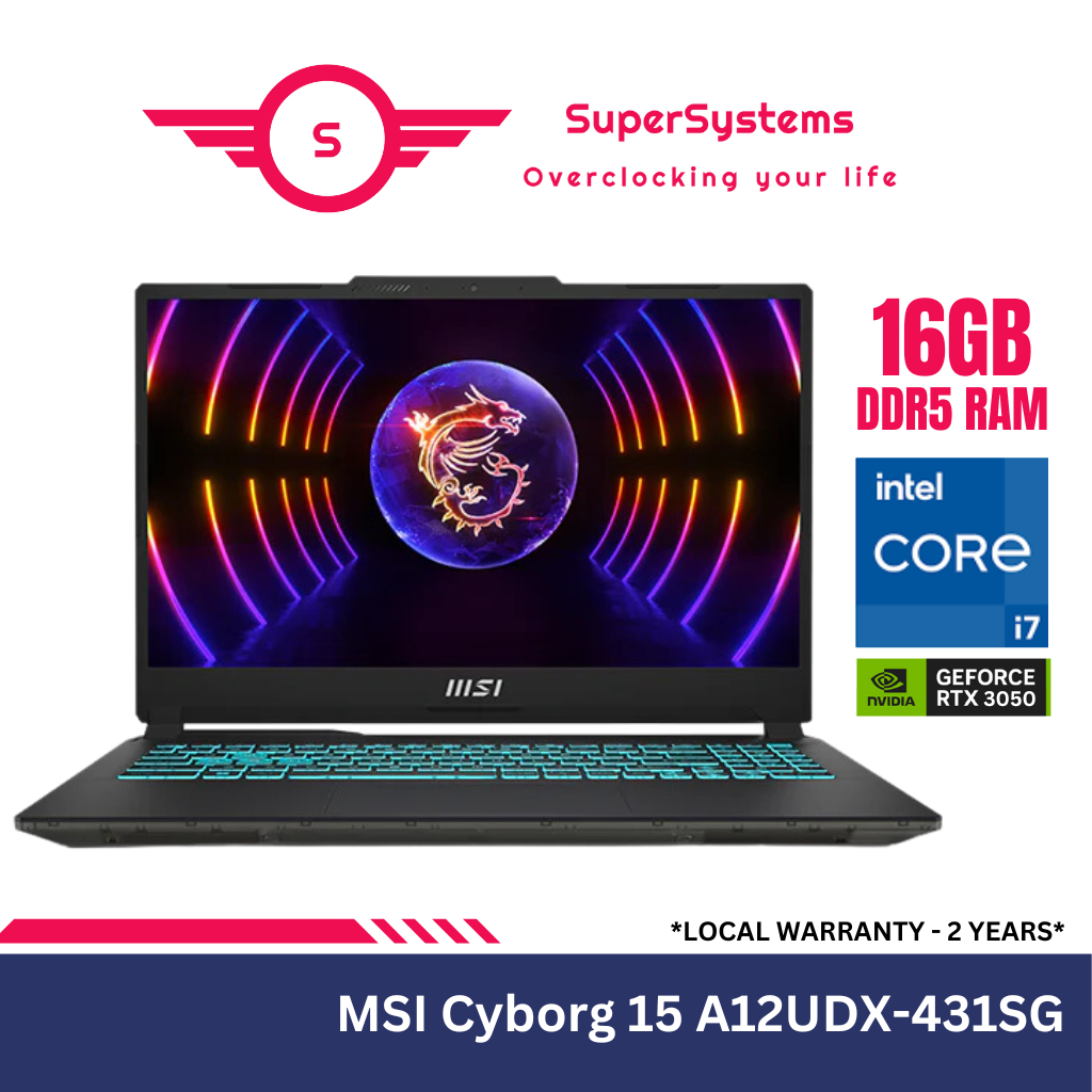 MSI Cyborg 15 A12UDX-431SG Gaming Laptop / Intel i7-12650H / RTX3050 ...