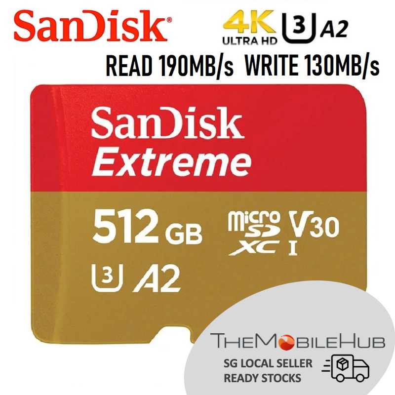 SanDisk Extreme 512GB 4K Up to 190MB/S Micro SD Card Memory Card ...