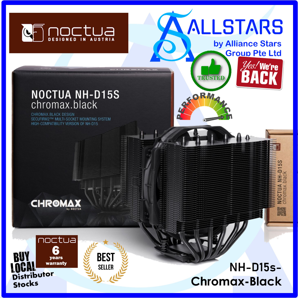 NOCTUA NH-D15S Chromax.Black CPU Cooler (AM4/AM5/LGA1700) 160x150x135mm ...