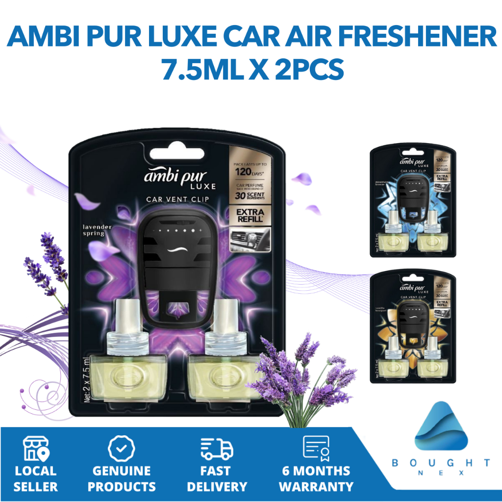 Ambi Pur Luxe Car Air Freshener - Vent Clip, 7.5ml x 2, Long Lasting Fragrance | Shopee Singapore