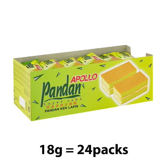 Apollo Layer Cake Assorted Flavor 18g x 24pcs / pandan / chocolate ...