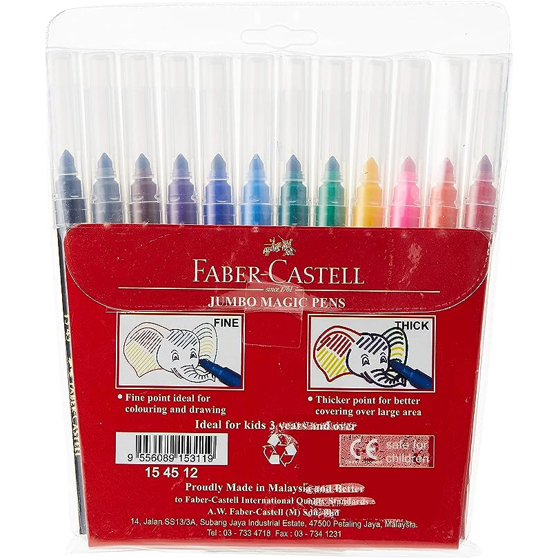 Faber Castell Jumbo Magic Pen 12 markers ( children safe) | Shopee ...