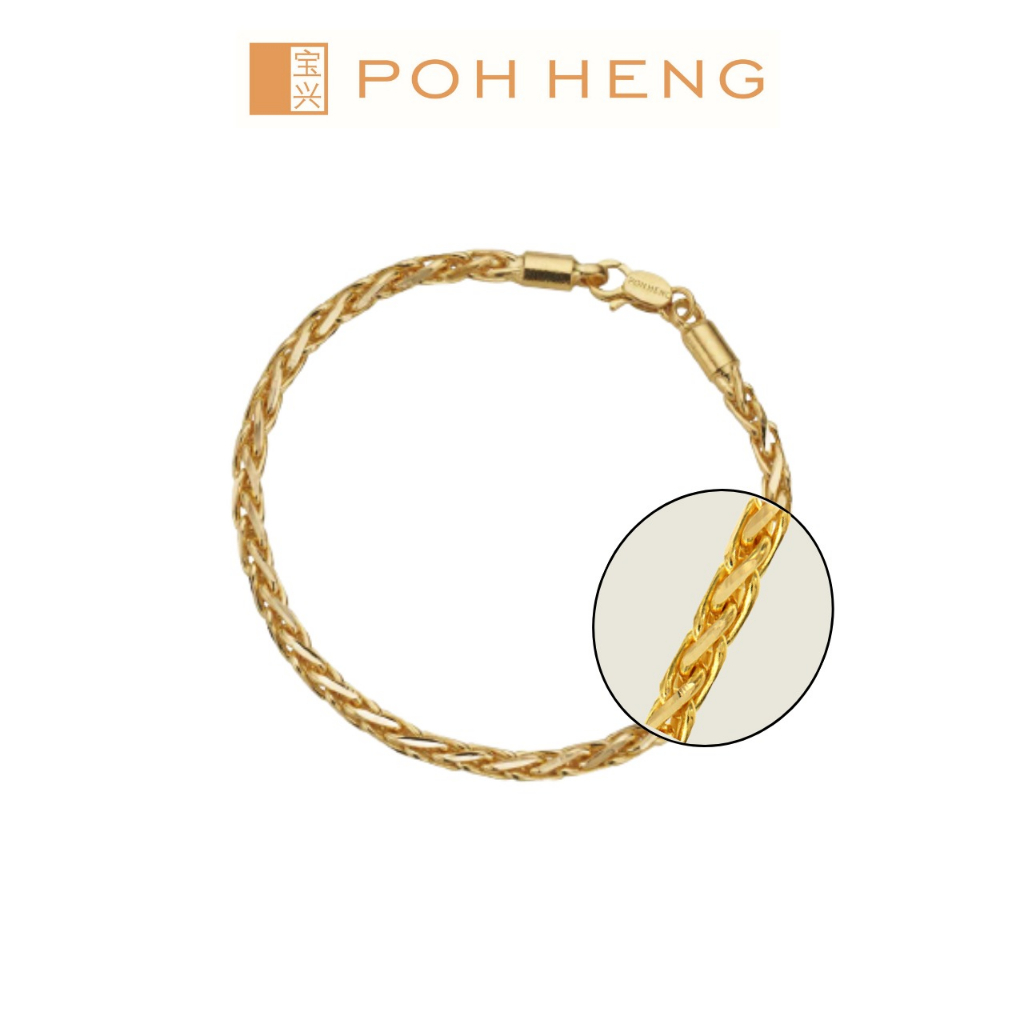 Poh Heng Jewellery 22K Wheat Bracelet in Yellow Gold [Price By Weight ...