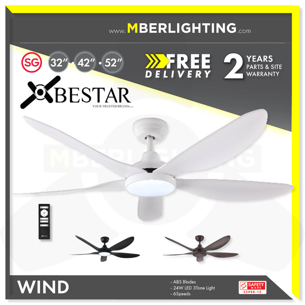 [Real Reviews] BESTAR Wind Ceiling Fan 32/42/52" With LED Light-24W ...
