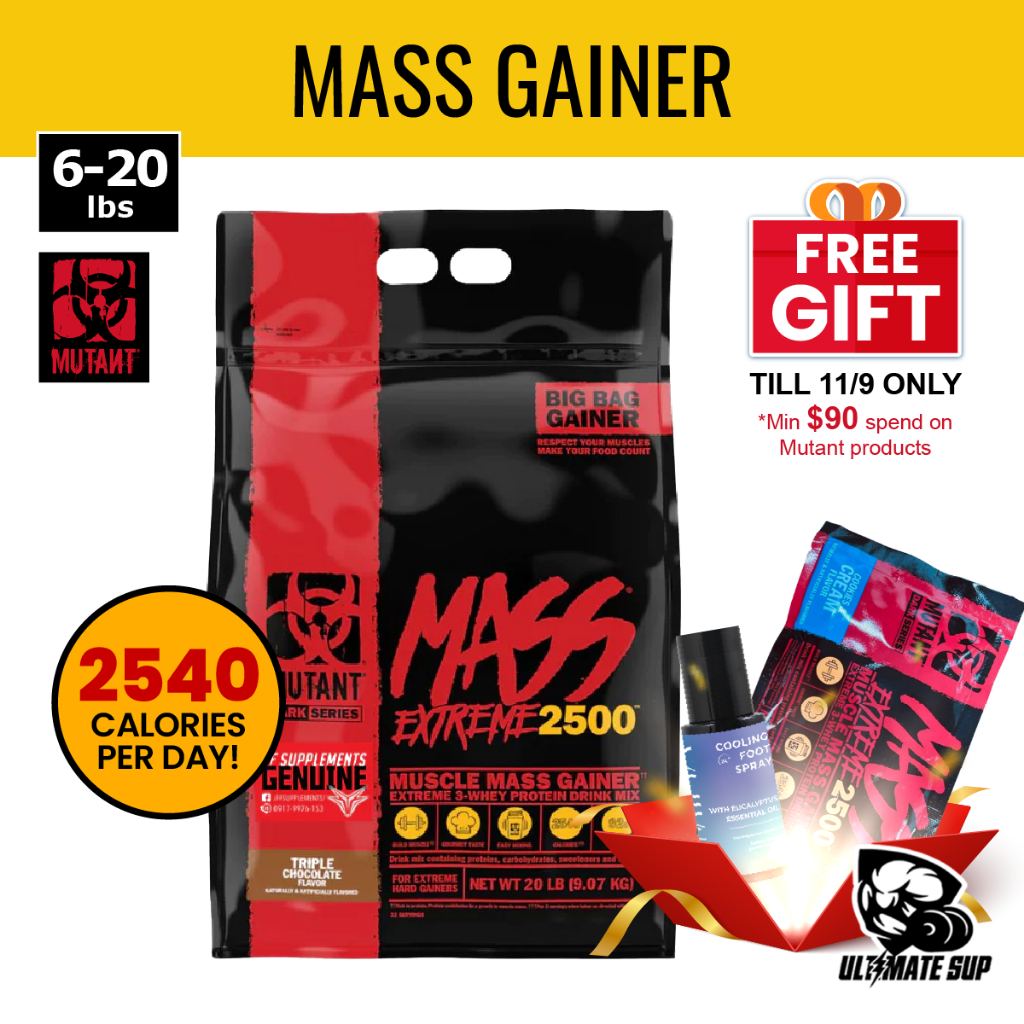 Mutant MASS EXTREME 2500, Muscle Mass Gainer, Whey Protein with high calories for extreme hard ...
