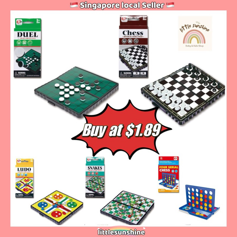 Portable Magnetic Chess Set Board Game Snake and Ladders Airplane Black ...