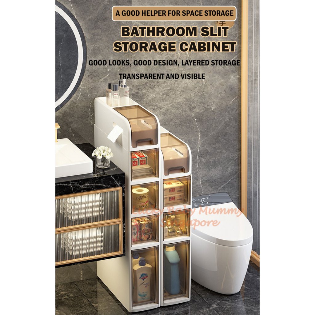 Bathroom Slim Storage Cabinet, Space-saving Slim Design Storage Rack ...