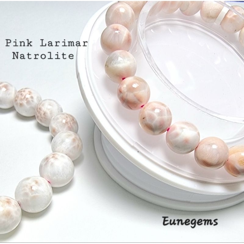 Eunegems Natural Pink Larimar Natrolite Bracelet High Quality 粉海纹石纳沸石 ...