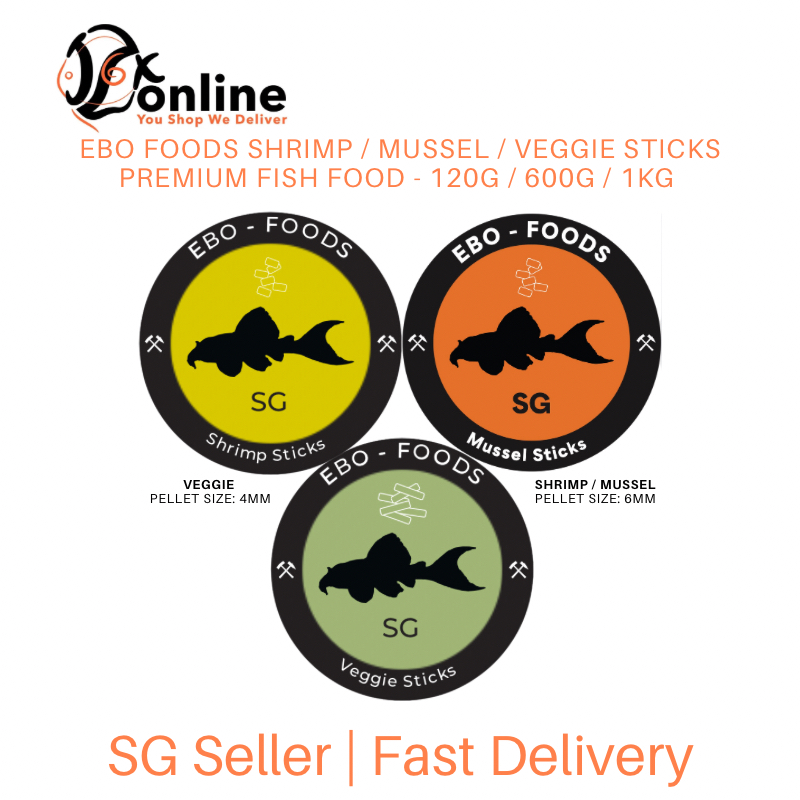 EBO FOODS Shrimp / Mussel / Veggie Sticks Premium Fish Food - 120g ...