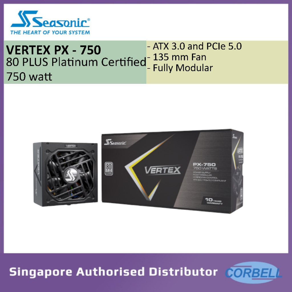 SEASONIC Vertex PX 80 Plus Platinum PSU/ATX 3.0/PCI-E Gen 5.0/12VHPWR ...