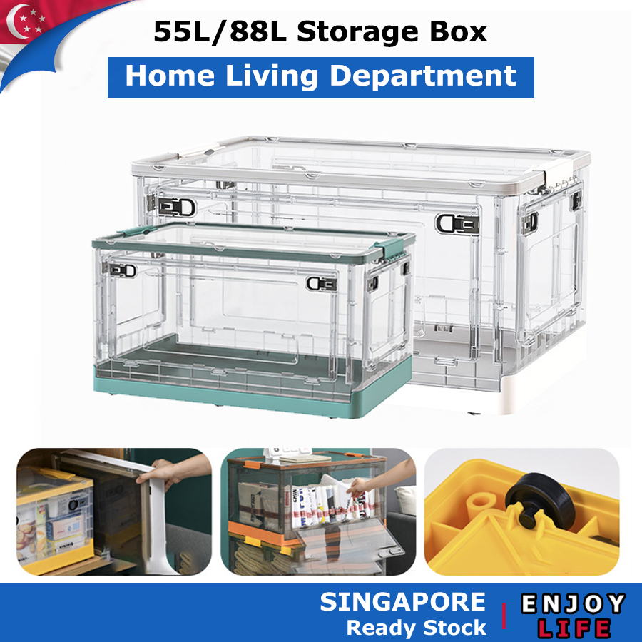 [SG]Portable Transparent Storage Box 55L/88L Folding Multi Purpose ...