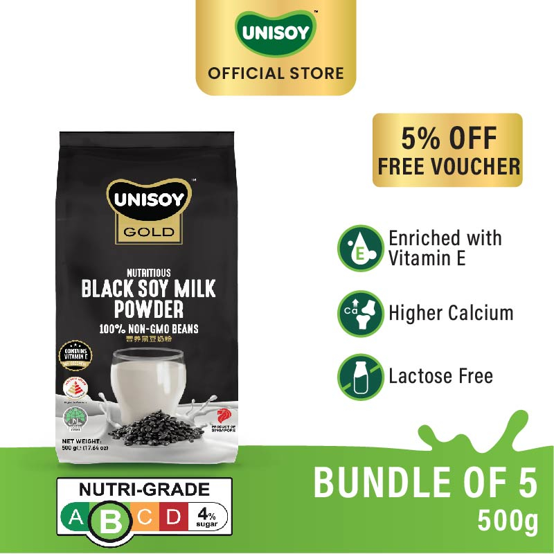 Bundle 5 UNISOY Nutritious Black Soy Milk Powder 500G | Shopee Singapore