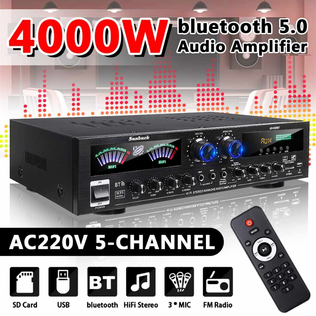4000W 220V 110V bluetooth5.0 Audio Power Amplifier Home Theater ...