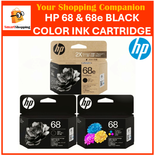 (Original) HP 68 68e Ink Cartridge & 68e Ink Cartridge Black Tri-color ...