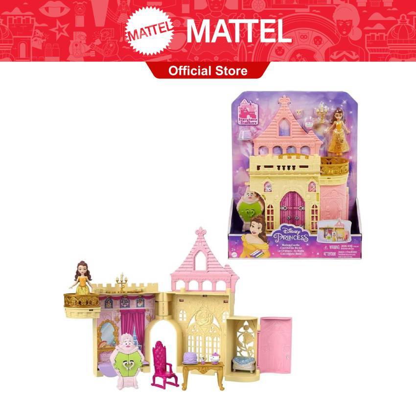 Disney Princess Toys, Belle Stackable Castle Doll House Playset with ...