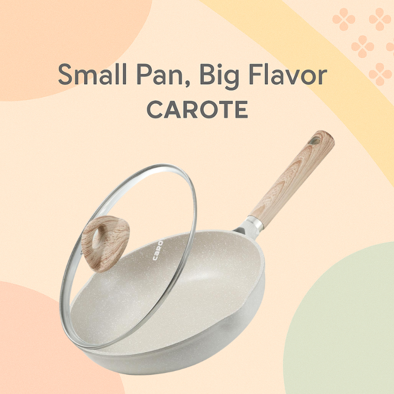 CAROTE 20cm Nonstick Frying Pan with Lid | Induction Compatible ...
