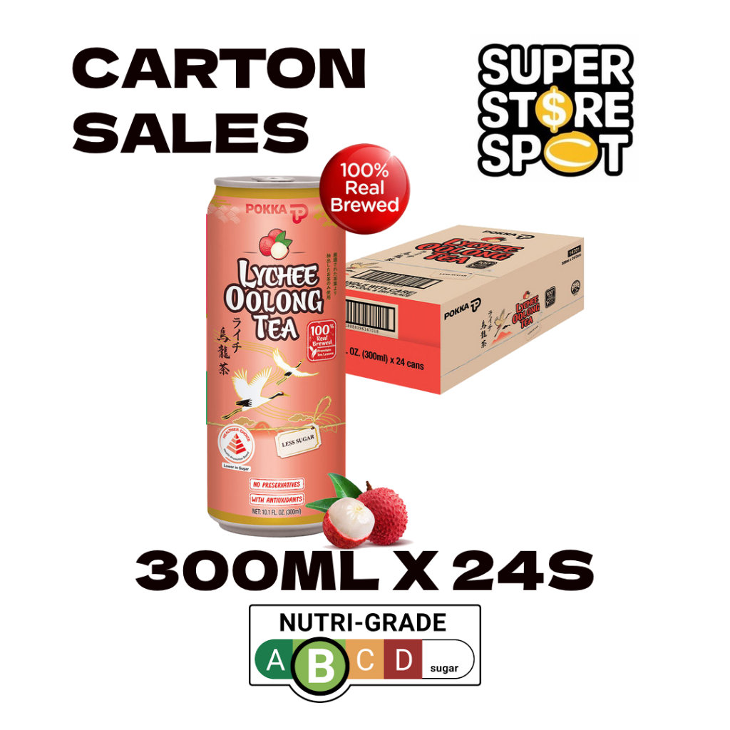 Pokka Lychee Oolong Tea 300ml can drinks carton sales (24 cans per carton) | Shopee Singapore