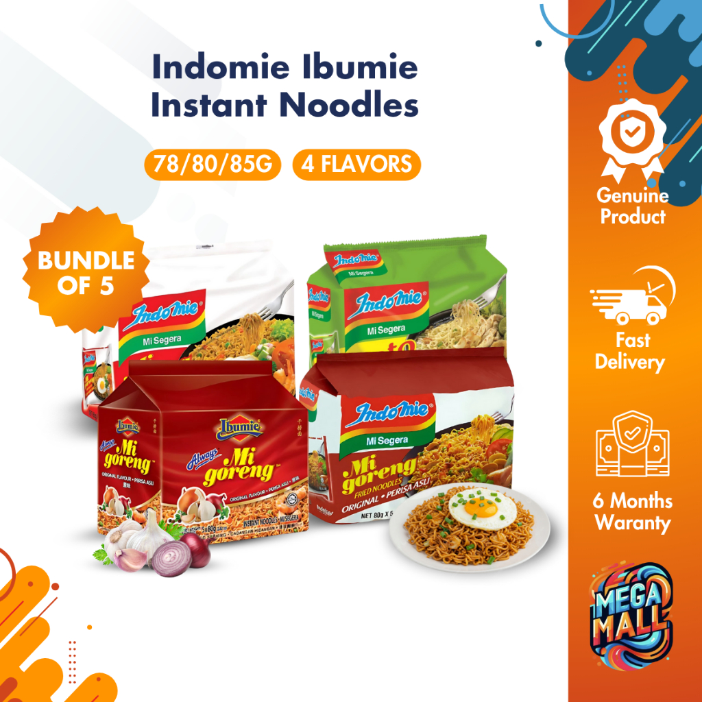 [Bundle of 5] Indomie Ibumie Instant Noodles 80g – Mi Goreng & Soto ...