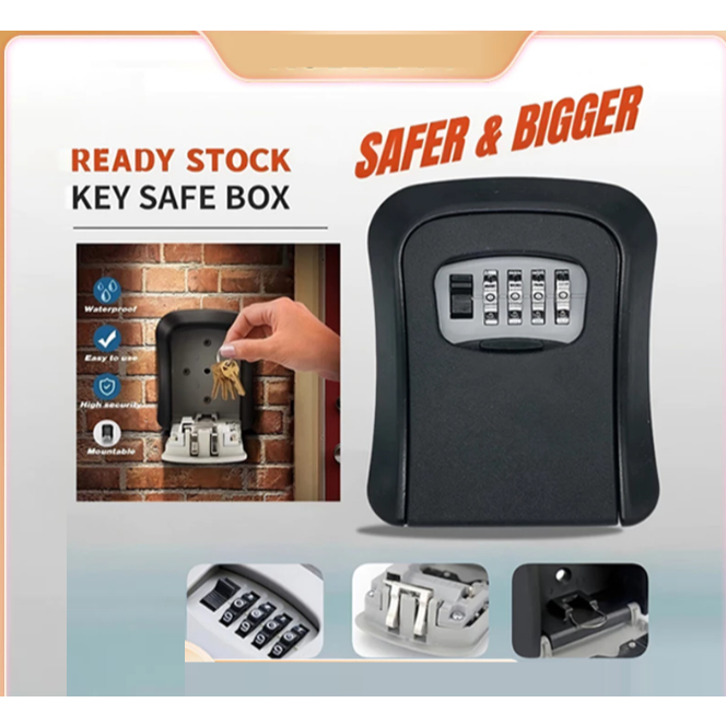 SG Local Key Lock Box Safety Box Wall Mounted With 4 Digit Combination ...
