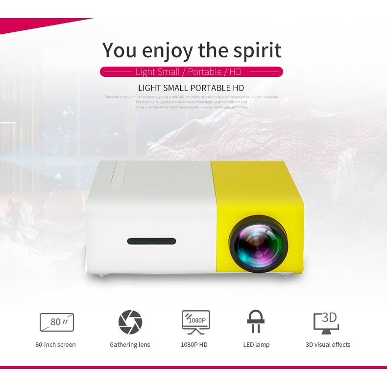 YG300 Portable LCD Mini Projector Support Laptop Phone Projecter 4K HD ...