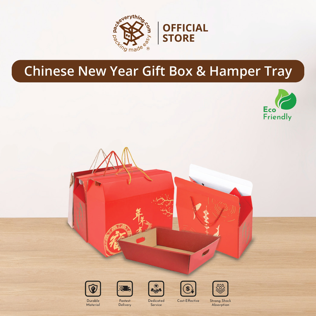 PACKEVERYTHING Premium CNY Gift Box With Handle | Chinese New Year ...