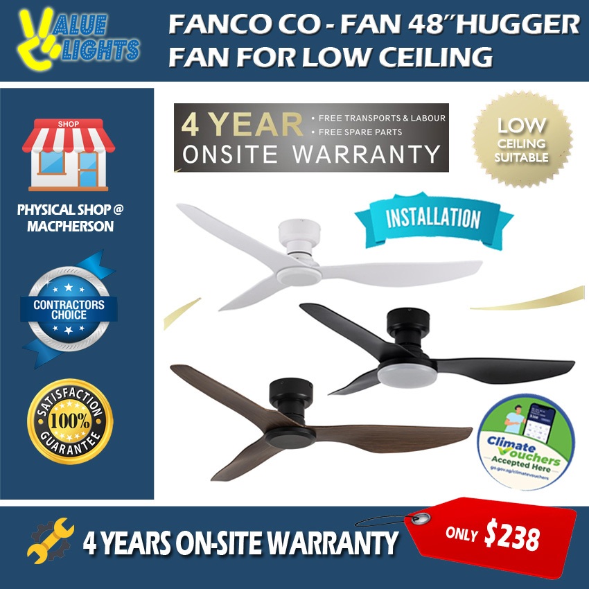 [Climate Voucher] Fanco CO-FAN 48" Hugger DC Ceiling Fan for Low ...