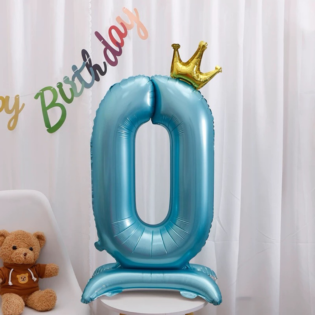 42 inch Crown number Standing Balloon pink Blue Large Crown Digital ...
