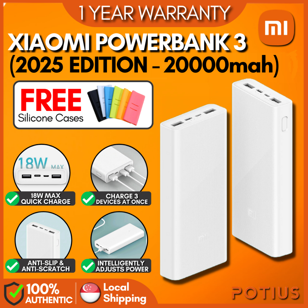 🇸🇬【𝟮𝟬𝟮𝟱 𝗘𝗗𝗜𝗧𝗜𝗢𝗡】Xiaomi Mi Powerbank 3 PLM18ZM 20000mAh Upgrade 2C ...
