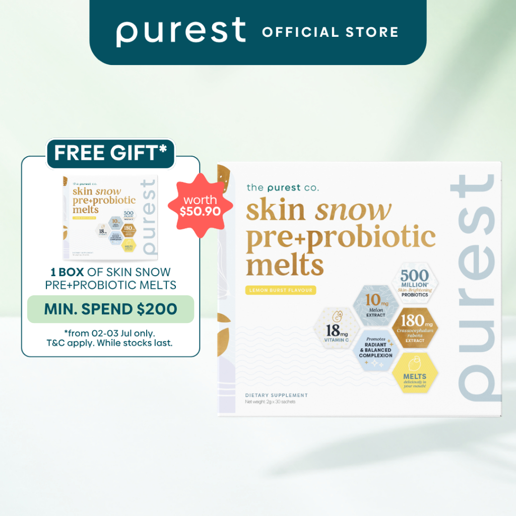 Purest Co Skin Snow Pre+Probiotic Melts (For Bright, Even Skin Tone ...