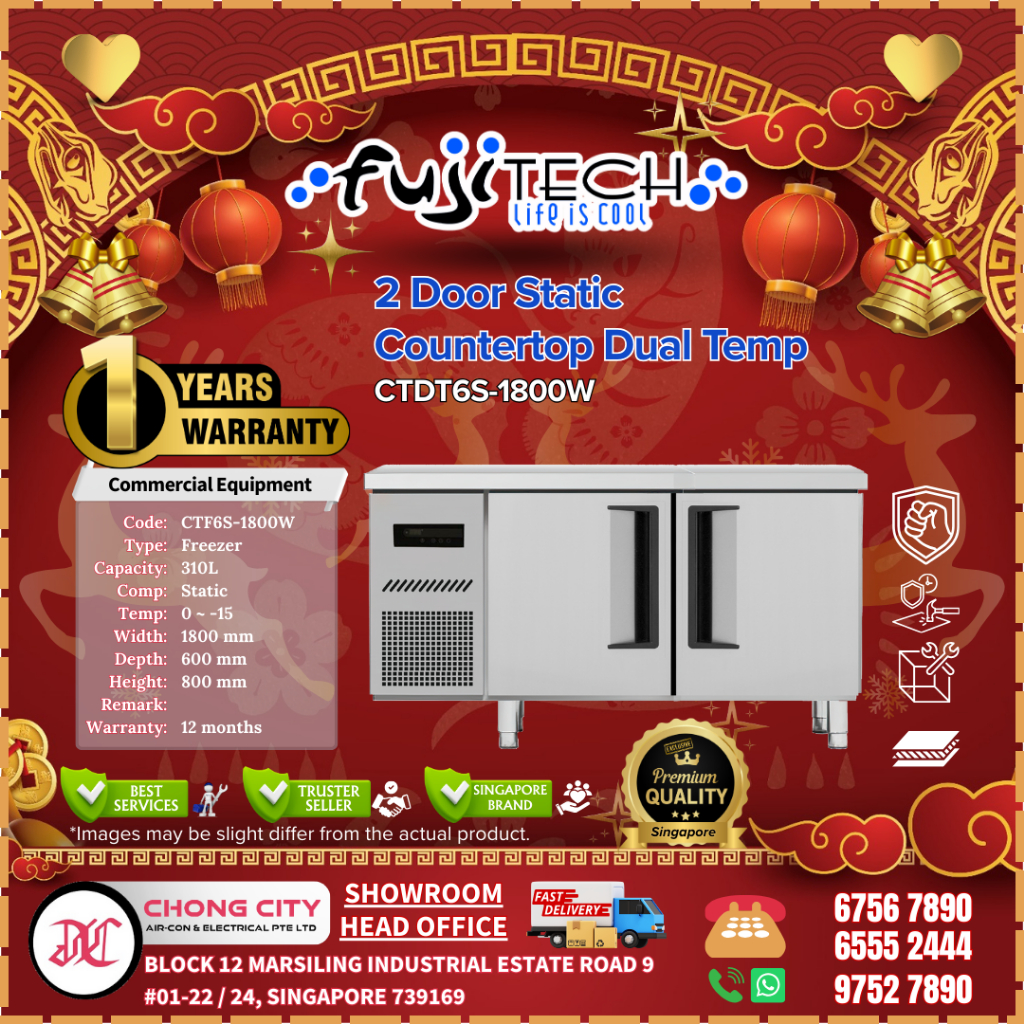 FUJITECH 2 DOOR STATIC COUNTERTOP Dual temp - CTDT6S-1800W | Shopee ...