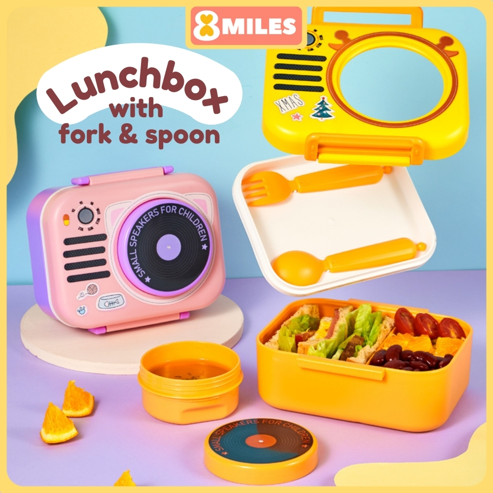 Kid Lunch Box Bento Box Leakproof with Fork Spoon Salad bowl Speaker ...
