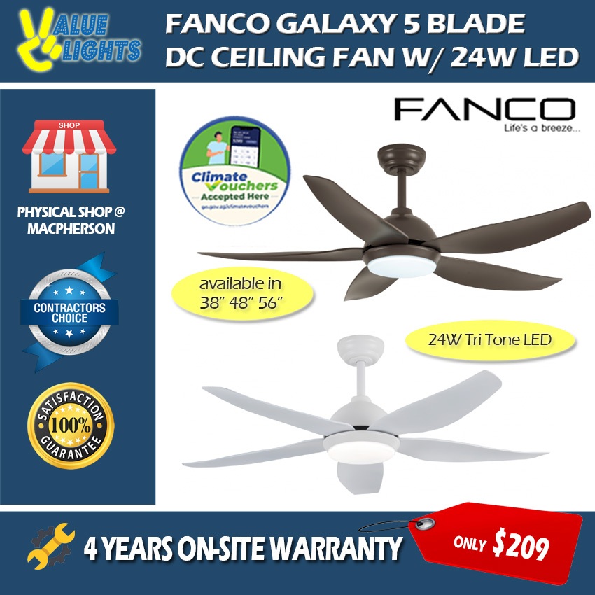 [Climate Voucher] Fanco Galaxy 5 Blade DC Ceiling Fan 38" / 48" / 56 ...