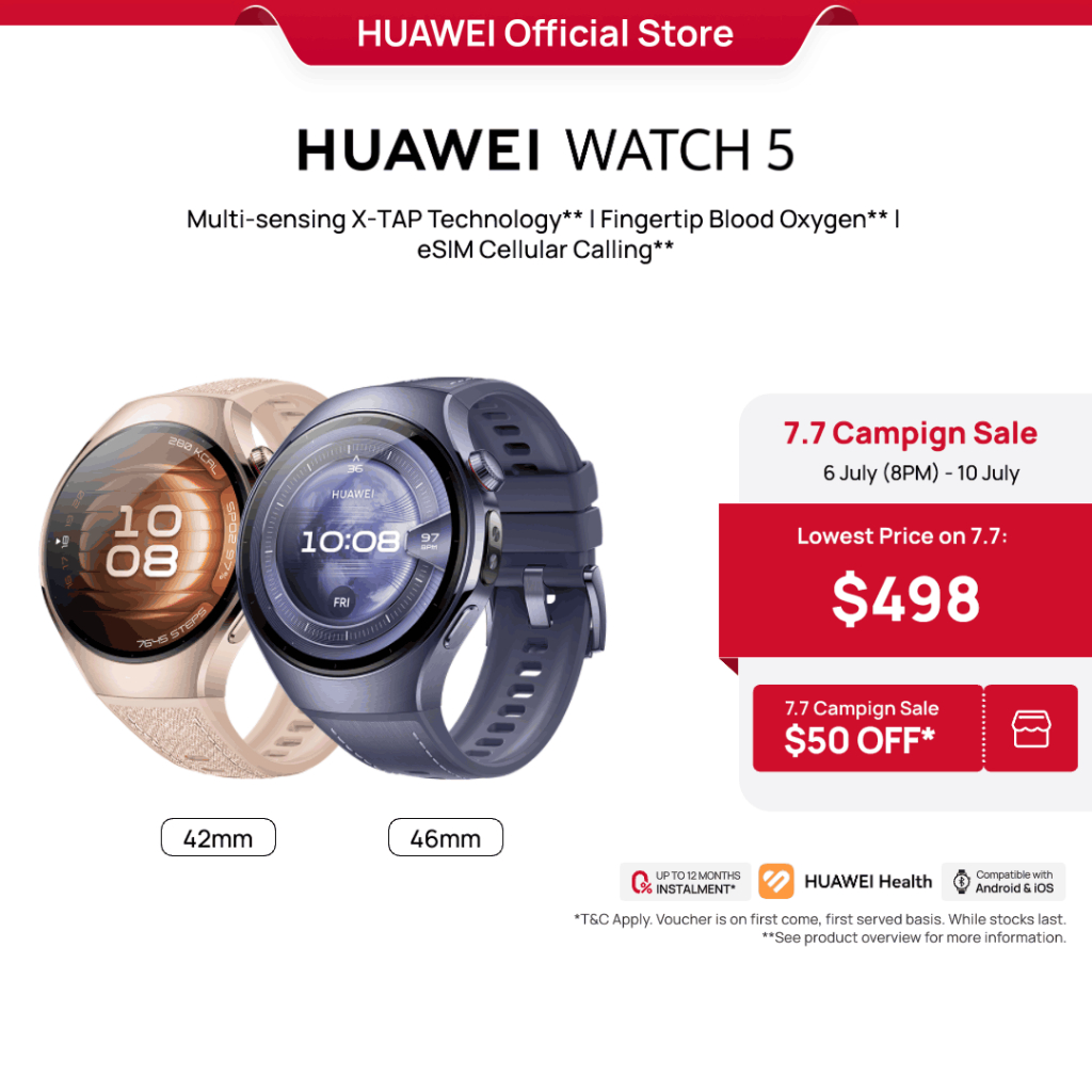 [Ready Stock] HUAWEI Watch 5 | Smartwatch I Multi-sensing X-TAP ...