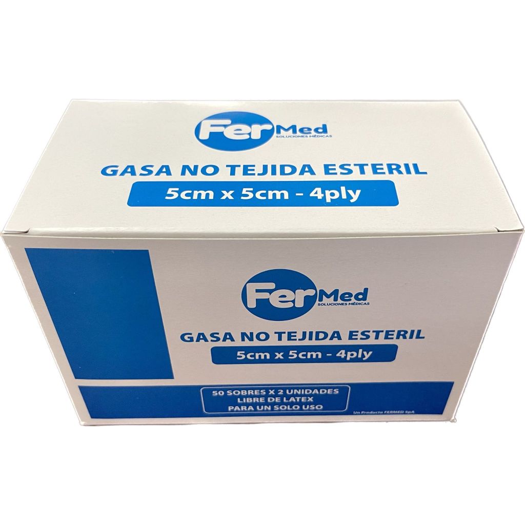 FerMed Non-Woven Sterile Gauze Swab 7.5cm X 7.5cm - 4Ply or 5cmx5cm ...