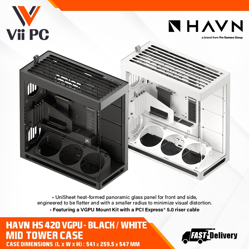 HAVN HS 420 VGPU BLACK OR WHITE MID TOWER CASE SUPPORT ETAX/ ATX/MATX ...