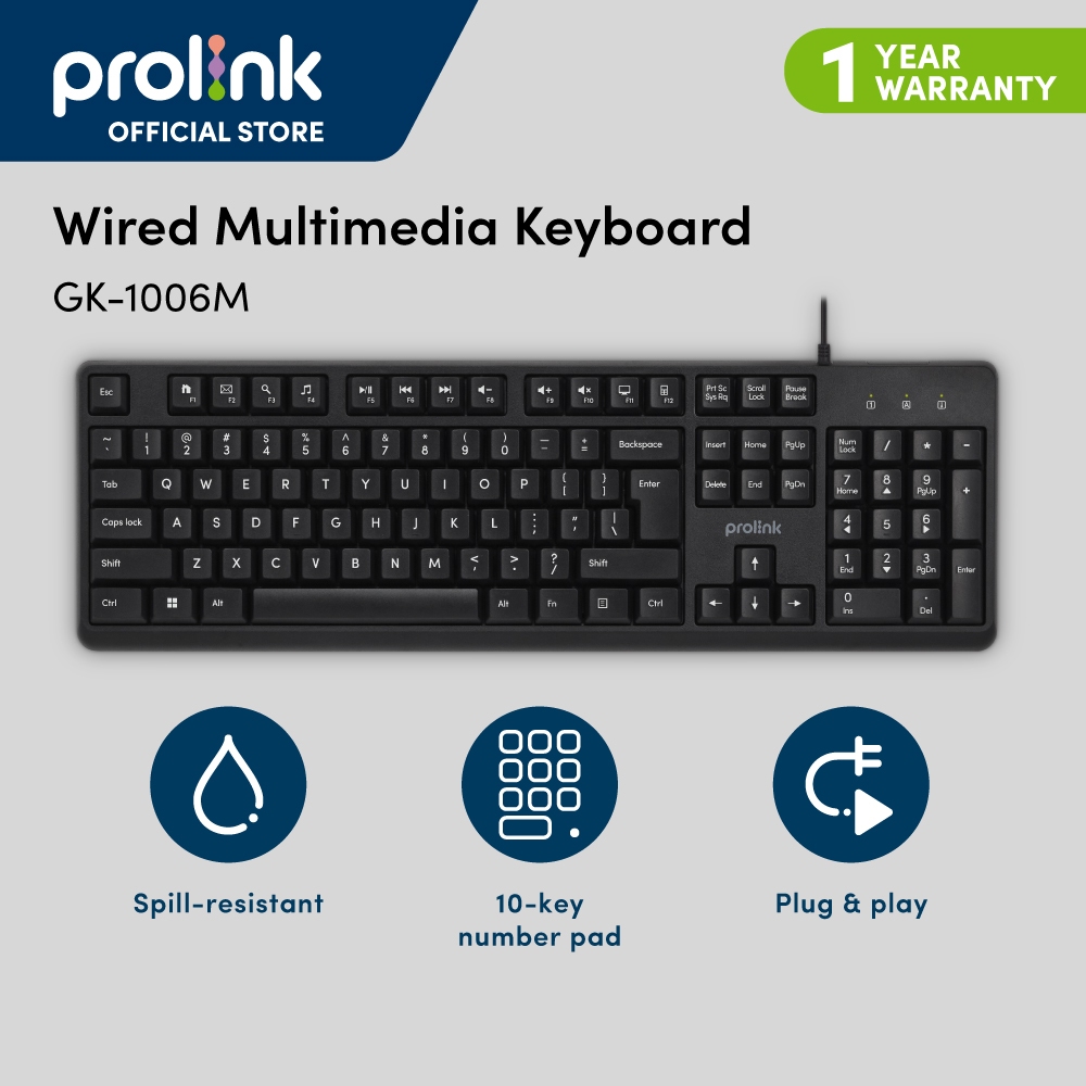 Prolink GK-1006M Wired Multimedia Keyboard | Shopee Singapore
