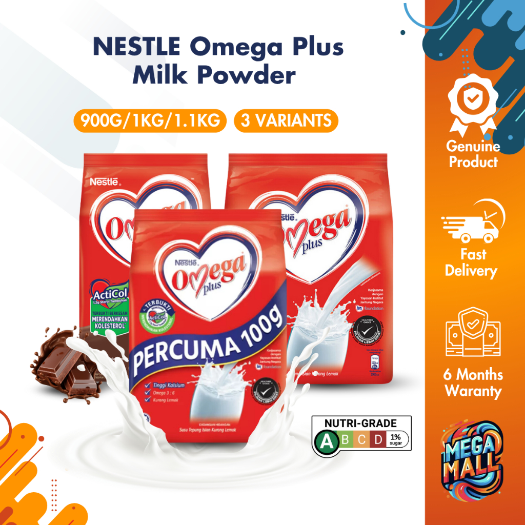 NESTLE Omega Plus Acticol Milk Powder 900-1.1kg Nutrient-Rich Calcium ...
