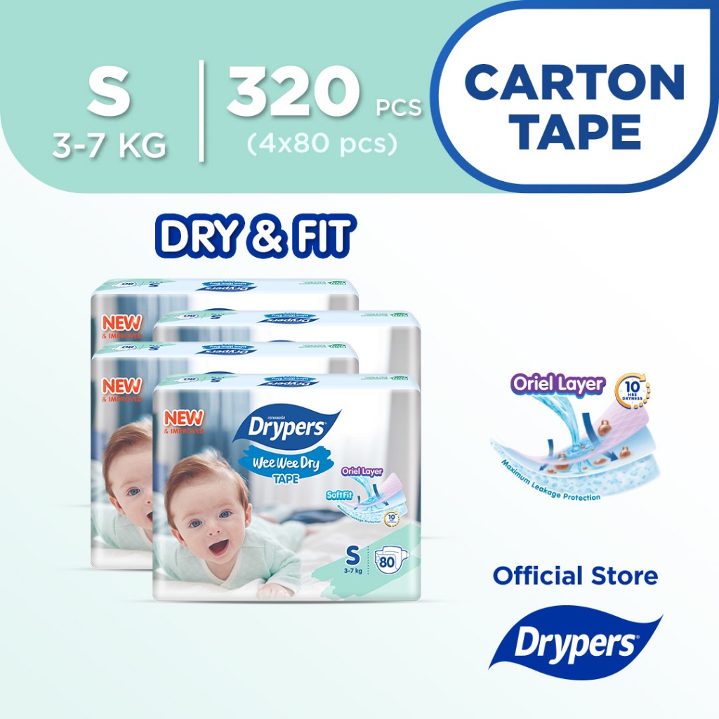 Drypers Wee Wee Dry Tape Baby Diaper S (3-7kg) - Carton | Shopee Singapore
