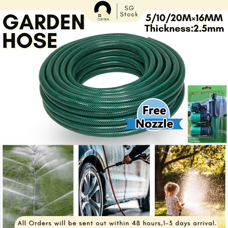 [SG] 10M 20M Water Hose Garden Hose with Nozzle 16MM PVC Water Hose ...