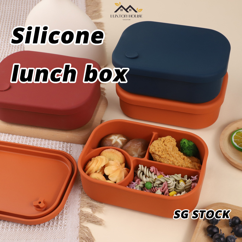 {SG} 800ml Silicone Lunch Box Food Box with Cover Square Lunch Box For ...