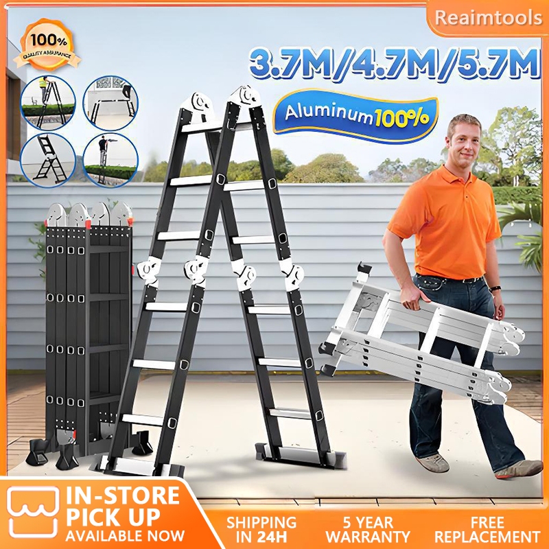 ladder foldable Heavy Duty Work thickened zigzag aluminum ladder non ...