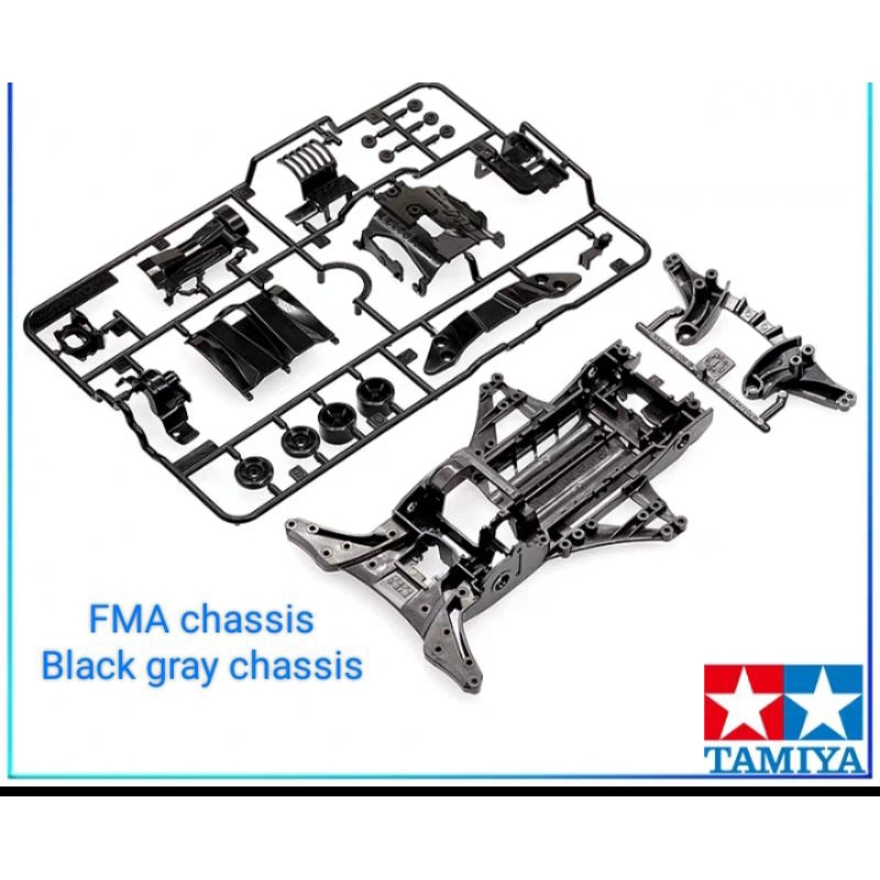 Original Tamiya 4WD FMA black grey chassis red and black panels ...