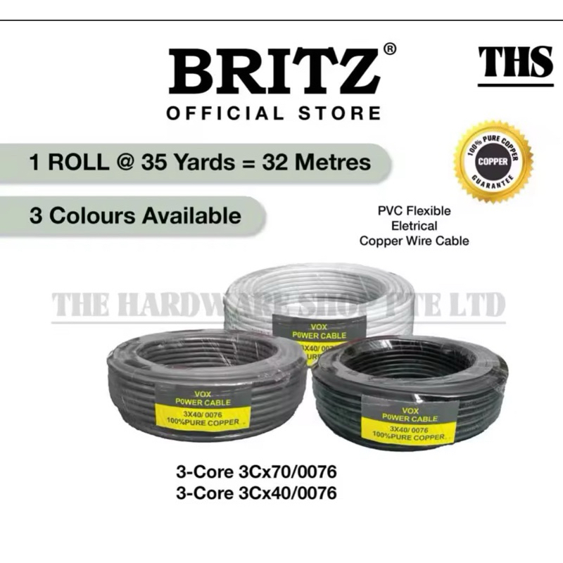 [SG SELLER] 3 Core x 40/0076 & 70/0076 L： 32 M 35Y PVC Flex Wire Supply ...