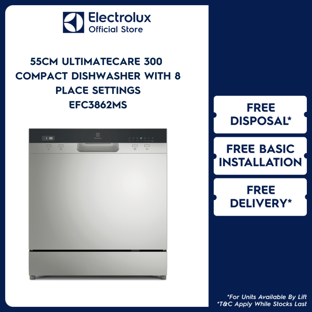 Electrolux EFC3862MS 55cm Compact Dishwasher with 8 Place Settings - 2 ...