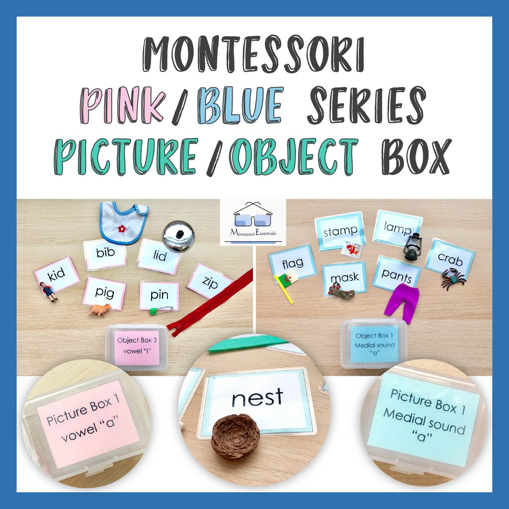 [PRE-ORDER] Montessori Pink/Blue Series Picture Box/Object Box - 5 Box ...