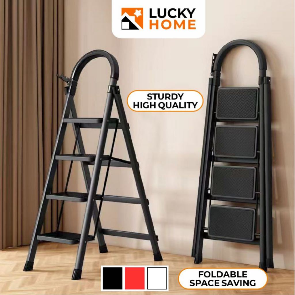 🇸🇬Lucky Home🔥Stool Step Foldable Ladder Anti-Slip Carbon Steel ...