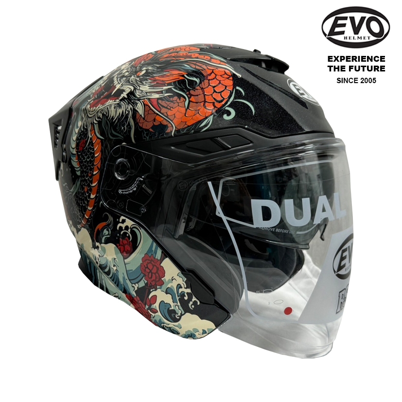 EVO RS9 Koi Dragon Helmet (FREE PARANI M10 BLUETOOTH INTERCOM & HEVIK ...